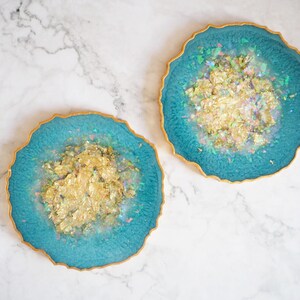 Teal Geode Resin Coasters, Geode Coaster Set, Teal Resin Coasters ...