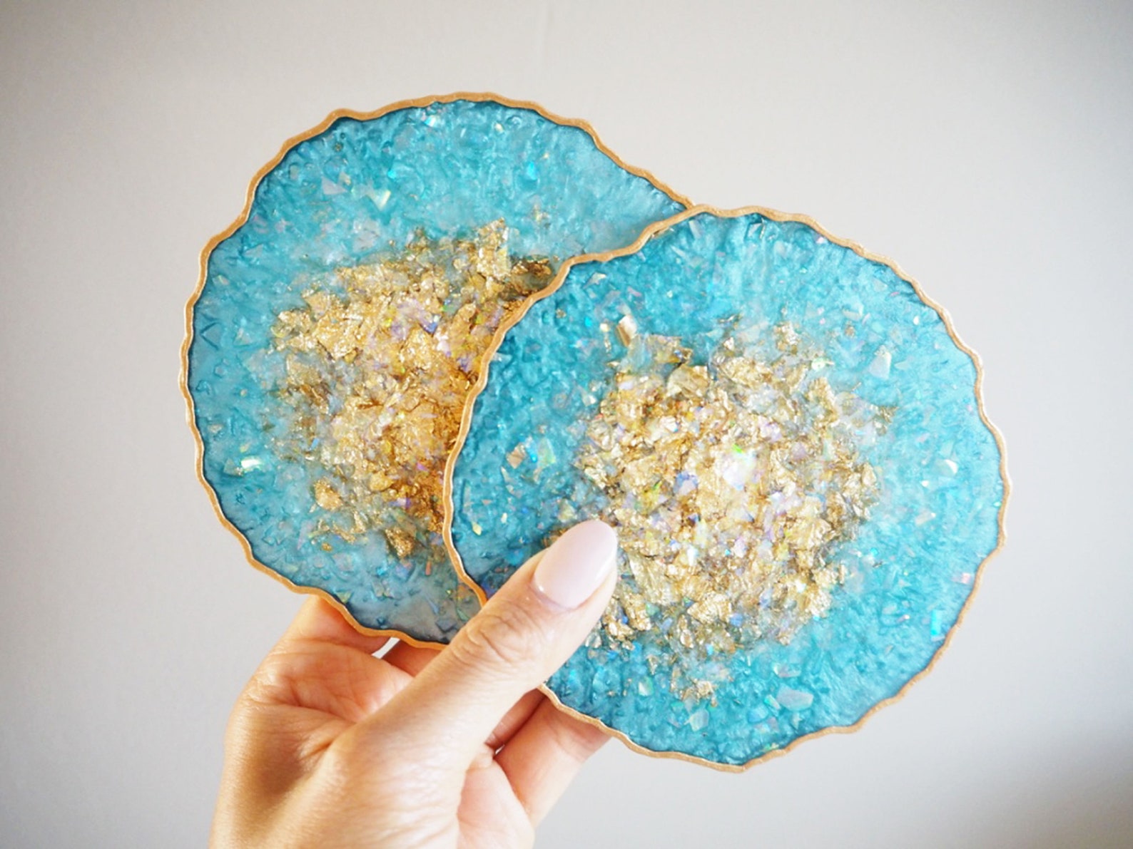 Blue Geode Resin Coasters Sparkly Geode Coaster Set Blue - Etsy