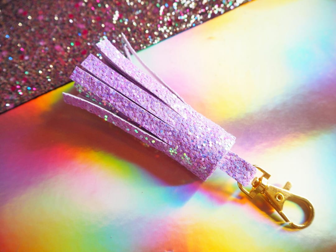 Pastel Purple Glitter Tassel Keychain, Sparkly Purple Tassel Keychain ...