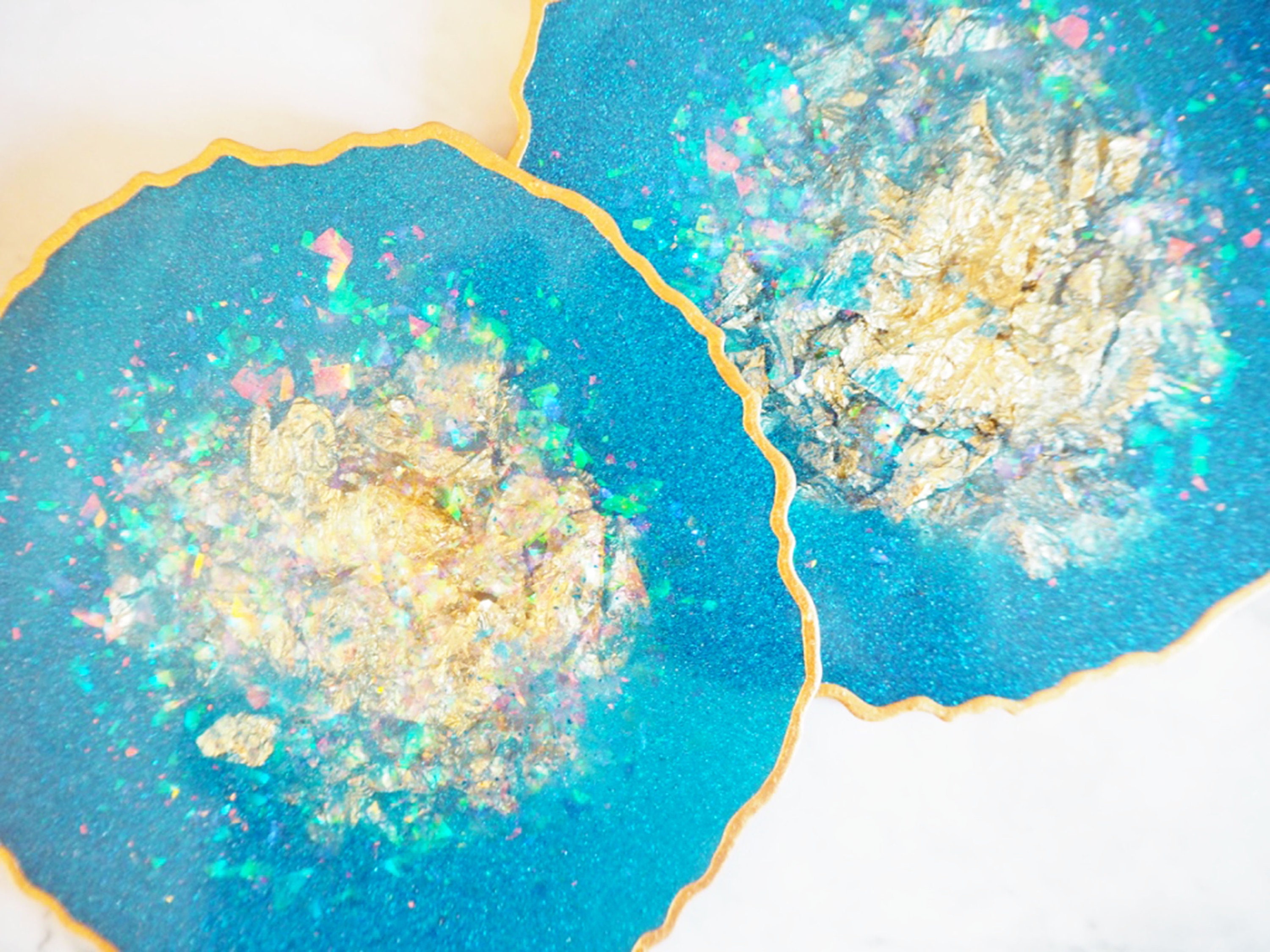 Cobalt Resin Coasters Sparkly Blue Geode Resin Coasters | Etsy