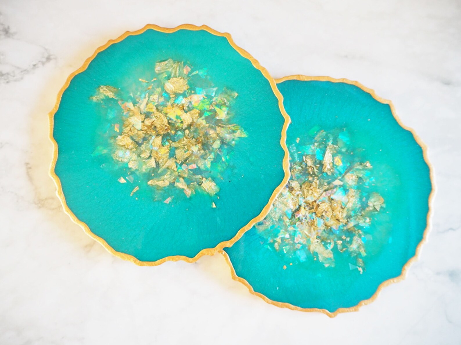 Jade Green Geode Resin Coasters Geode Coaster Set Jade Green | Etsy