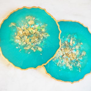 Jade Green Geode Resin Coasters Geode Coaster Set Jade Green | Etsy