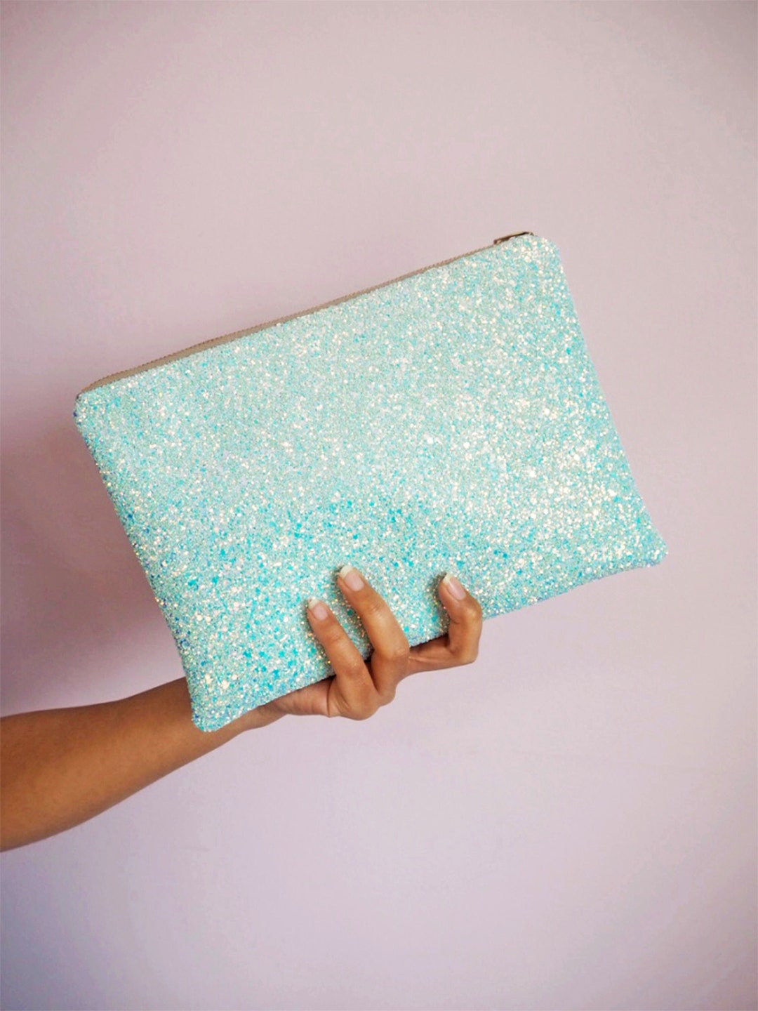 Pastel Blue Glitter Clutch Bag, Sparkly Blue Evening Bag, Sparkly ...