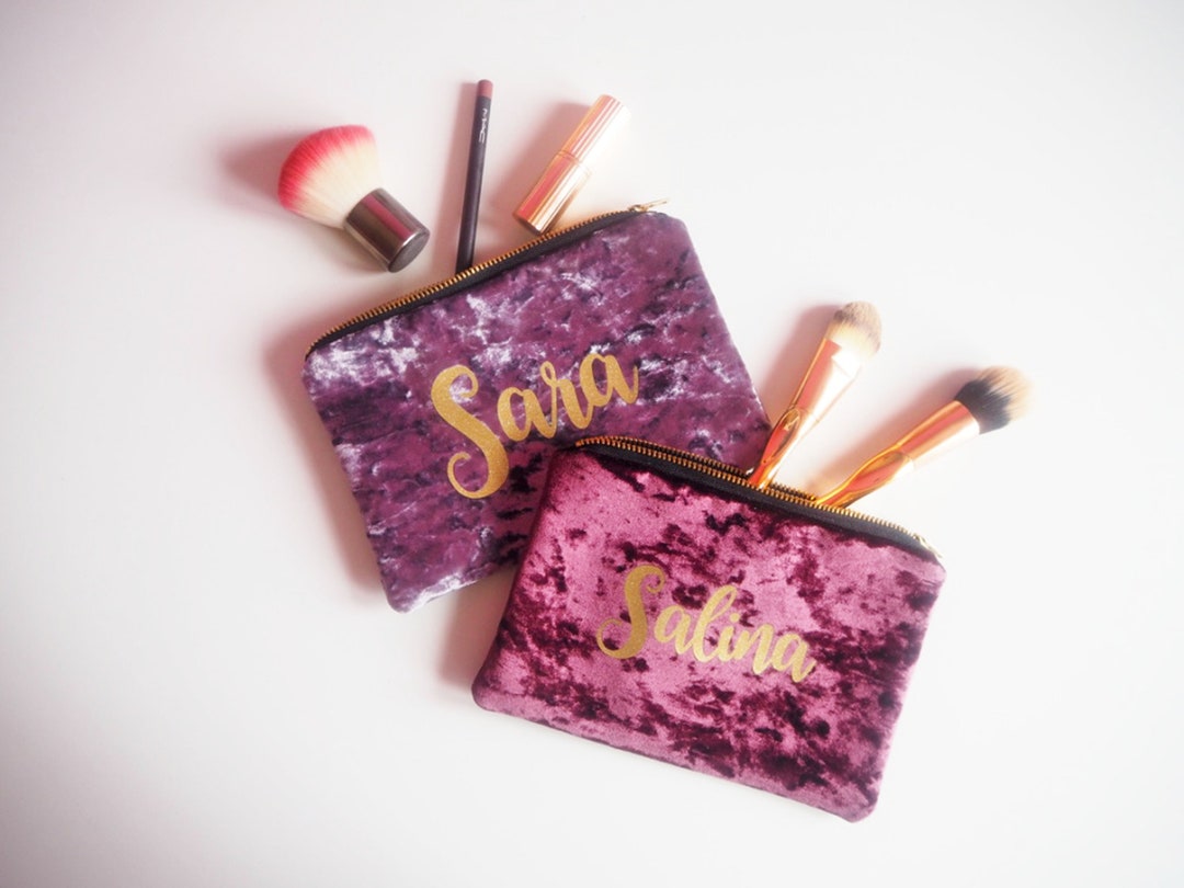 Personalised Makeup Bag, Custom Velvet Makeup Bag, Custom Velvet Pouch ...