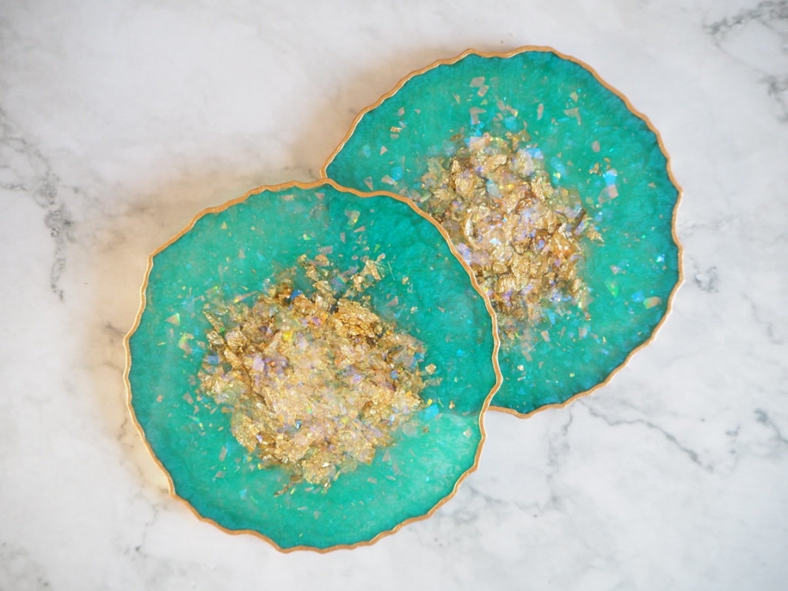 Jade Green Geode Resin Coasters Geode Coaster Set Jade Green - Etsy
