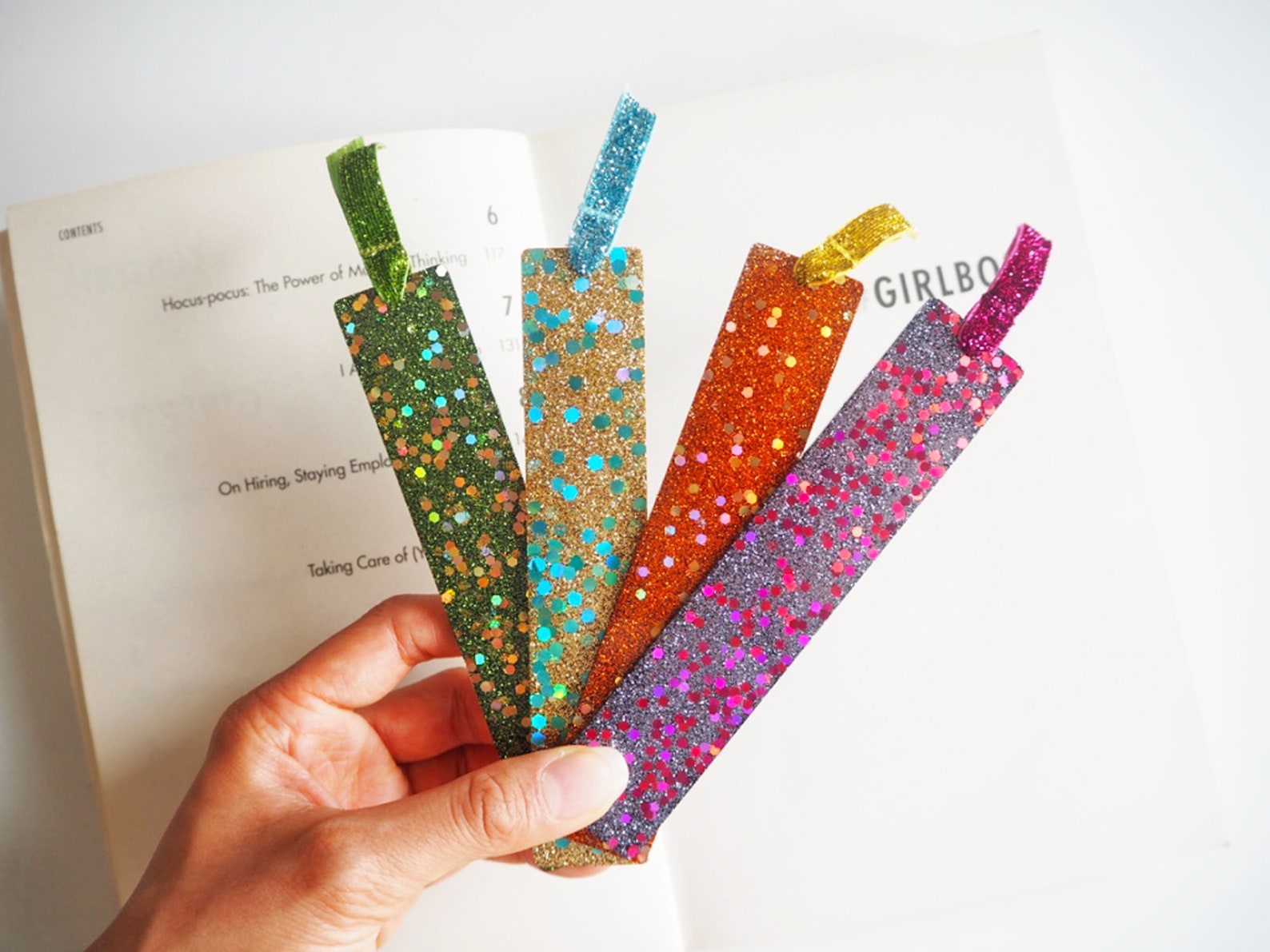 Orange Glitter Bookmark Sparkly Orange Bookmark Holographic | Etsy