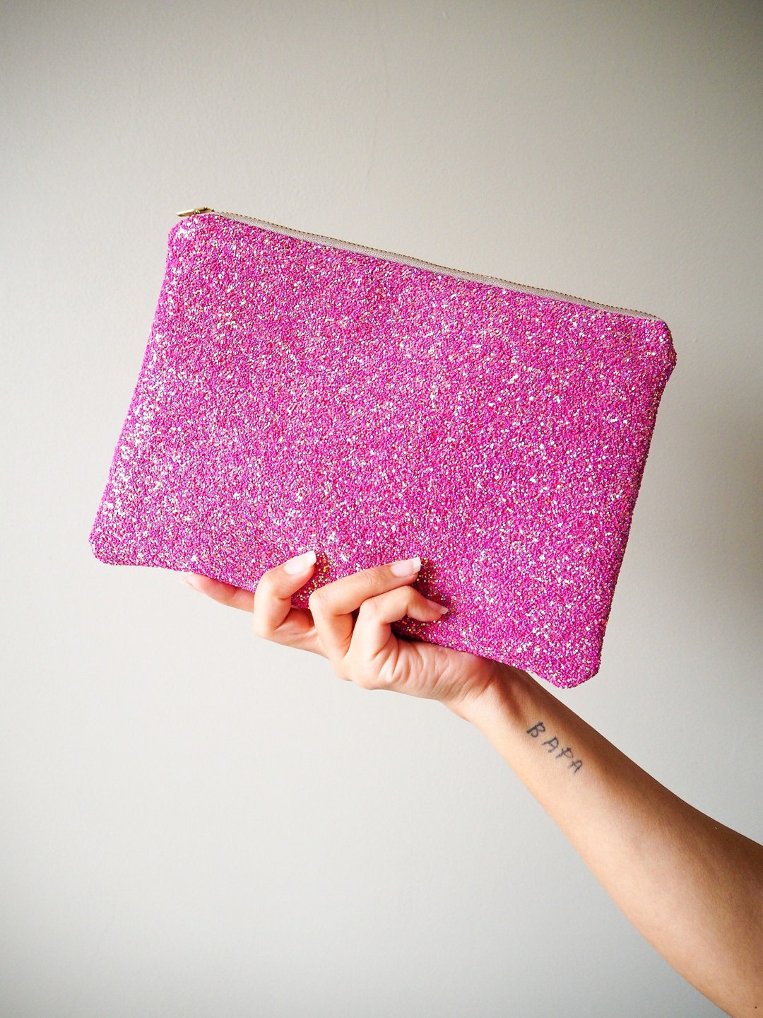 Hot Pink Glitter Clutch Bag, Sparkly Sparkly Hot Pink Glitter Bag, Pink ...