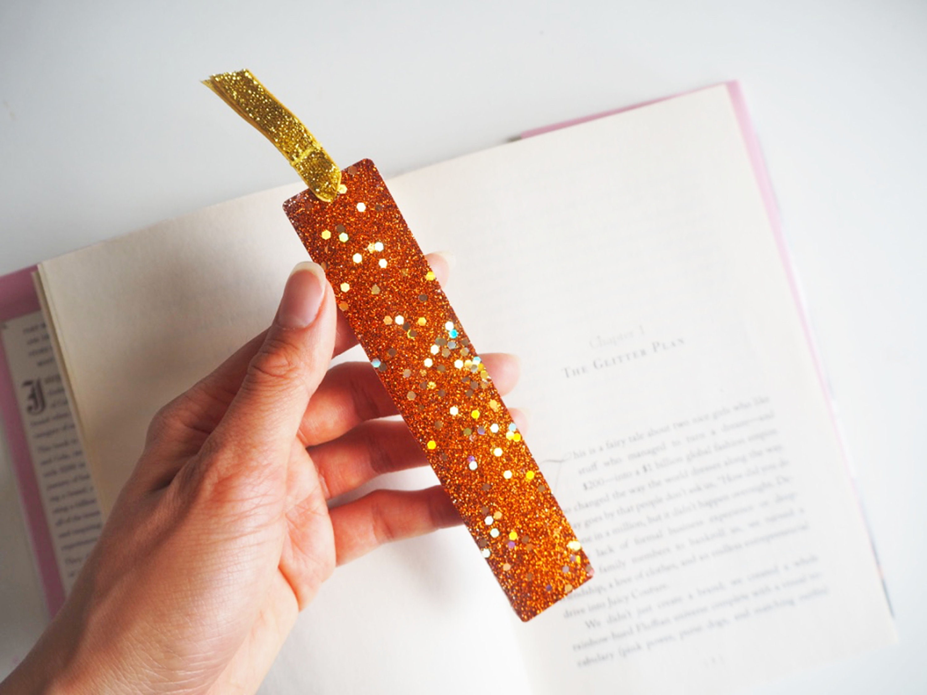 Orange Glitter Bookmark Sparkly Orange Bookmark Holographic | Etsy