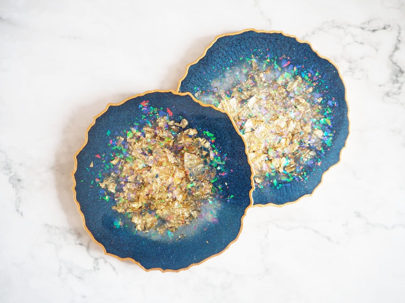 Navy Geode Resin Coasters, Navy Resin Coaster Set, Gifts for Home, Navy ...