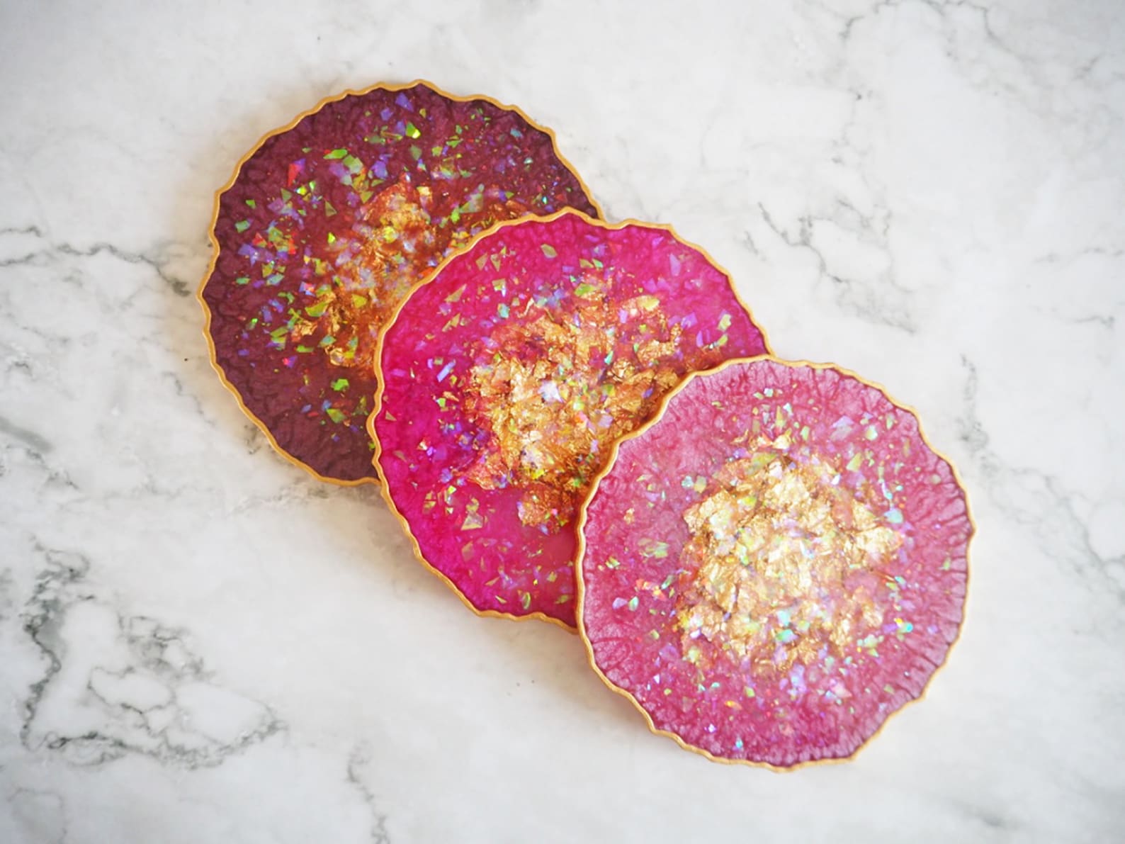 Fuchsia Geode Resin Coasters, Fuchsia Resin Coasters, Gifts for Home ...