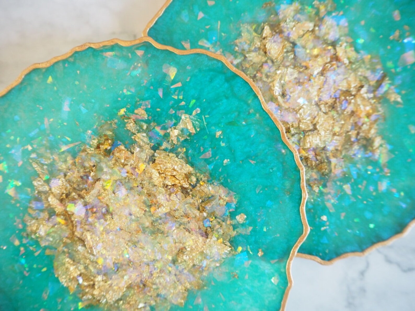 Jade Green Geode Resin Coasters Geode Coaster Set Jade Green - Etsy