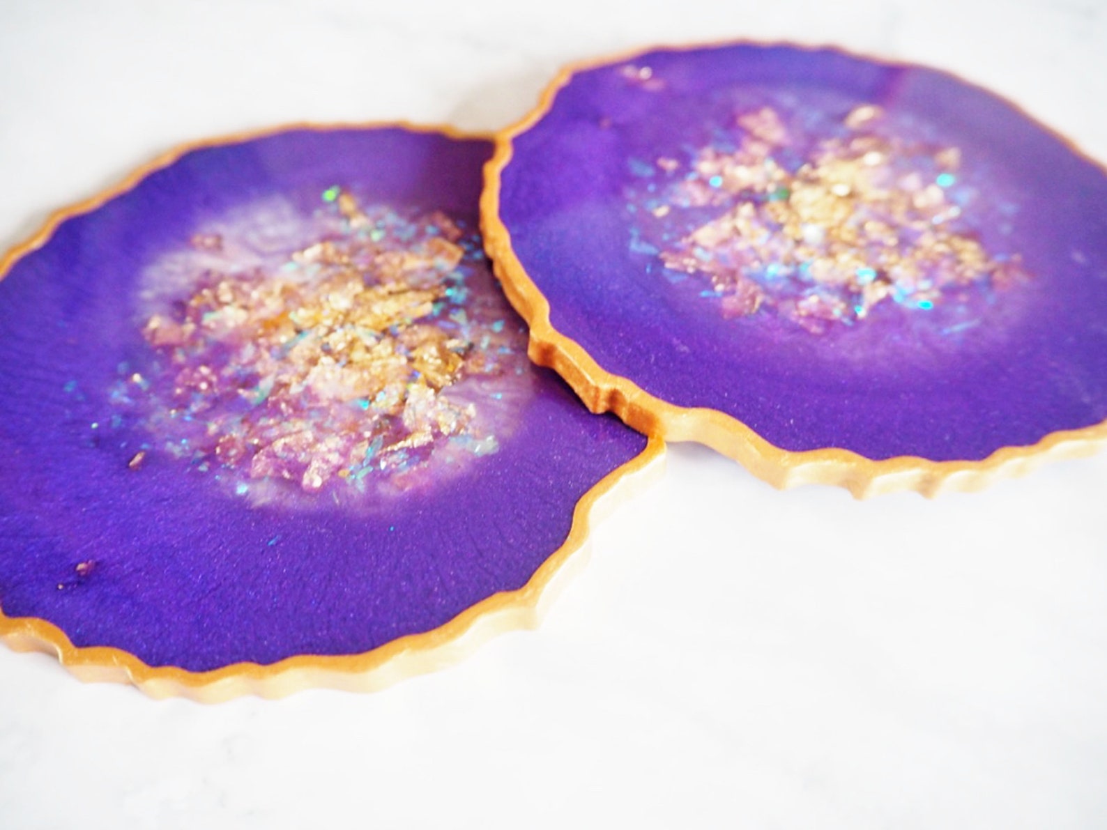 Purple Geode Resin Coaster Set Sparkly Geode Coasters Purple - Etsy