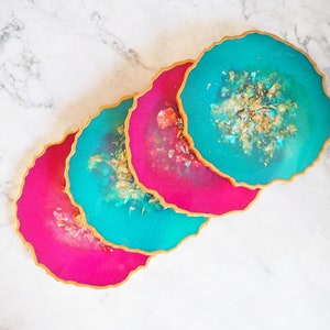 Jade Green Geode Resin Coasters Geode Coaster Set Jade Green | Etsy