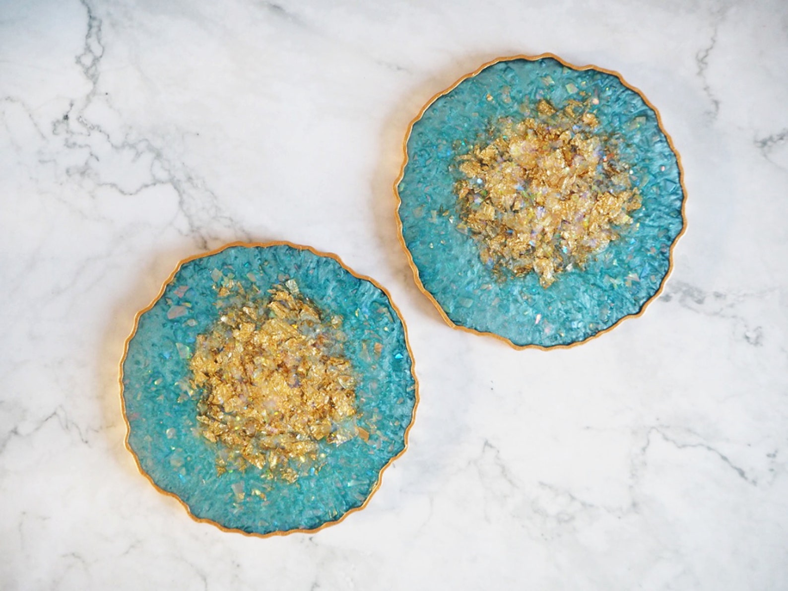 Blue Geode Resin Coasters Sparkly Geode Coaster Set Blue - Etsy