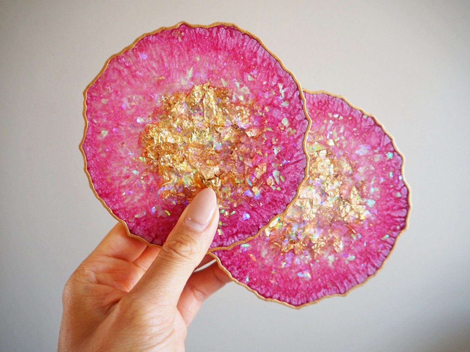 Fuchsia Geode Resin Coasters, Fuchsia Resin Coasters, Gifts for Home ...