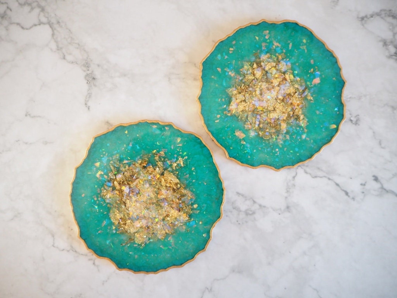 Jade Green Geode Resin Coasters Geode Coaster Set Jade Green - Etsy
