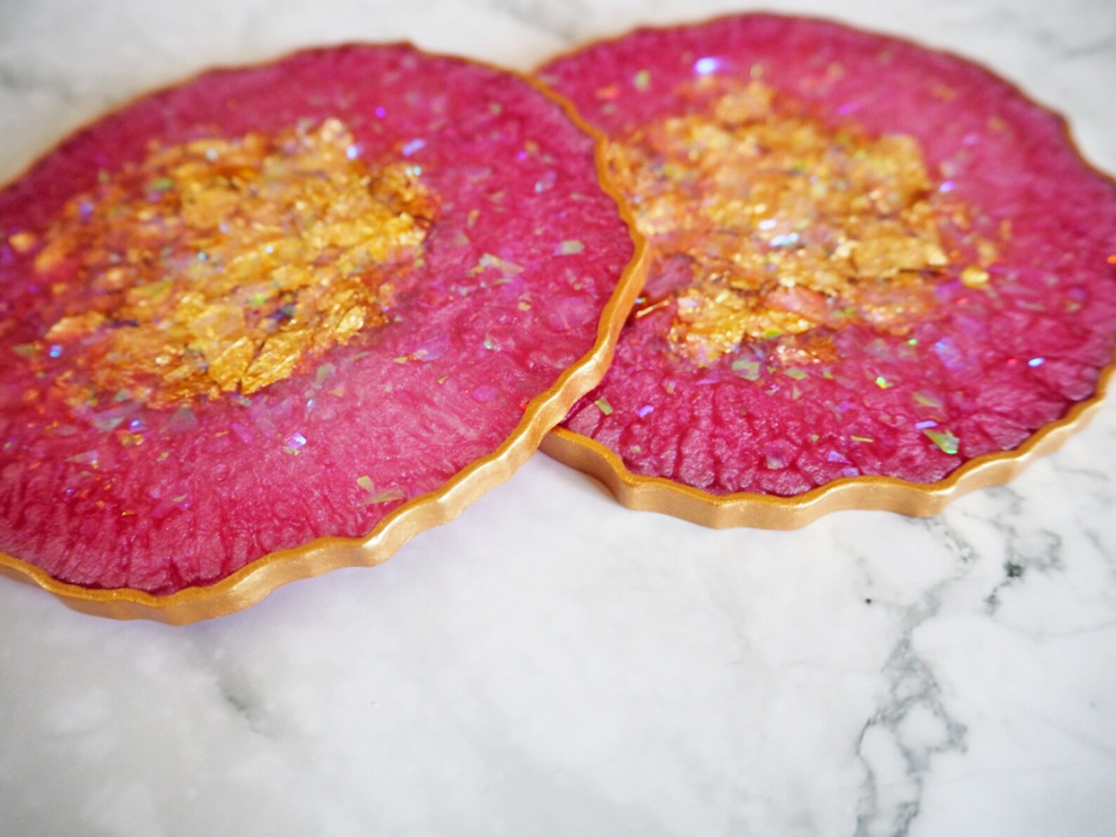 Fuchsia Geode Resin Coasters, Fuchsia Resin Coasters, Gifts for Home ...