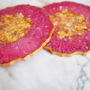 Fuchsia Geode Resin Coasters, Fuchsia Resin Coasters, Gifts for Home ...