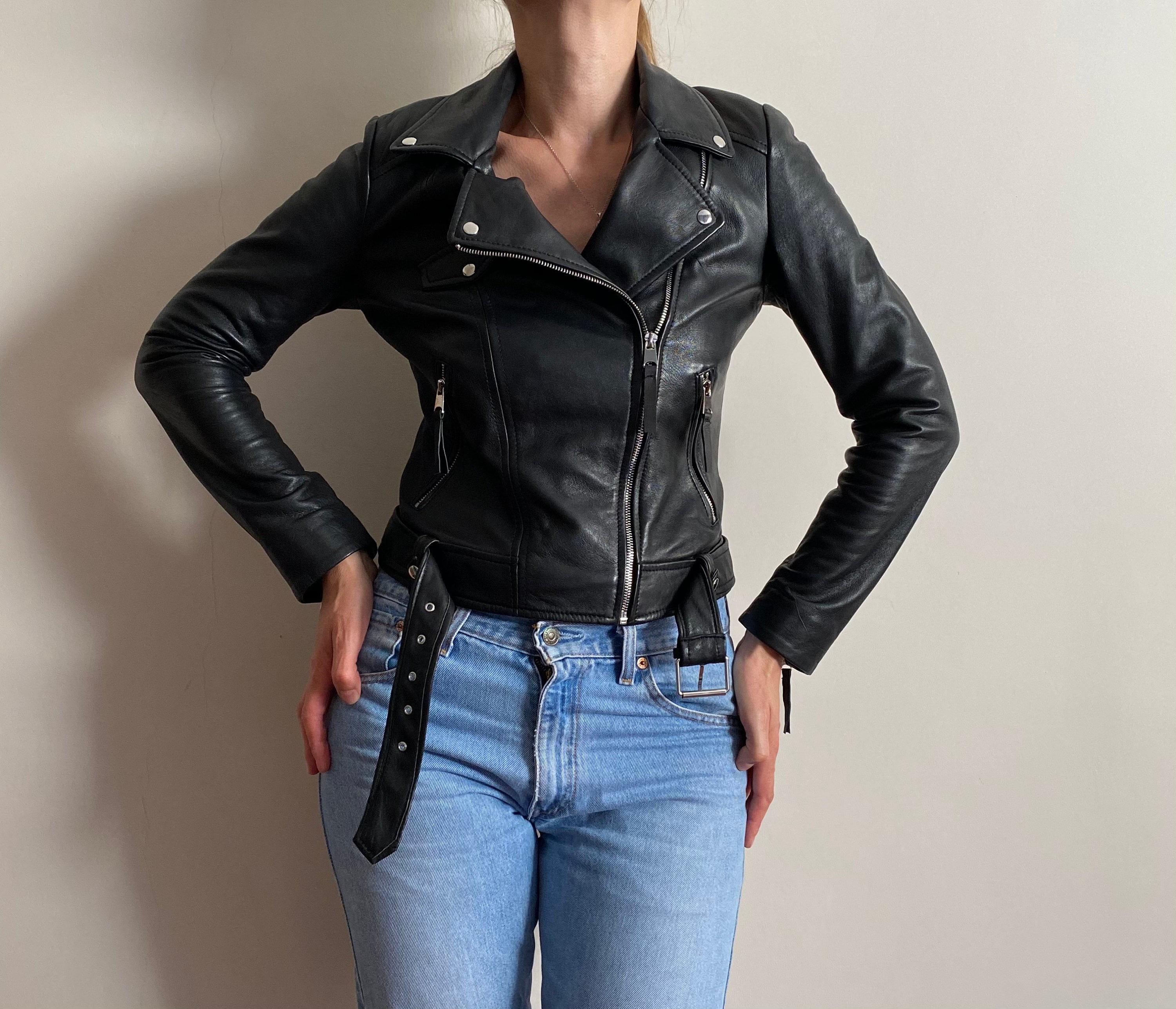 Women Leather Black Jacket. Ramones Classic Punk Rock Leather Jacket. M ...
