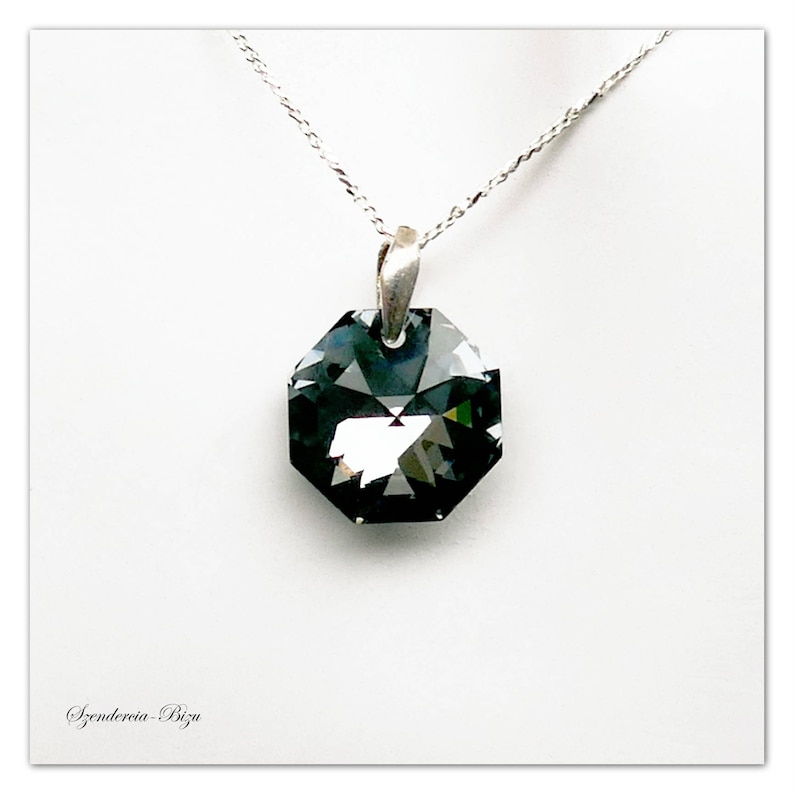 Silver Jewelry Swarovski Octagon Jewellery Silver Night Jewelry Black ...