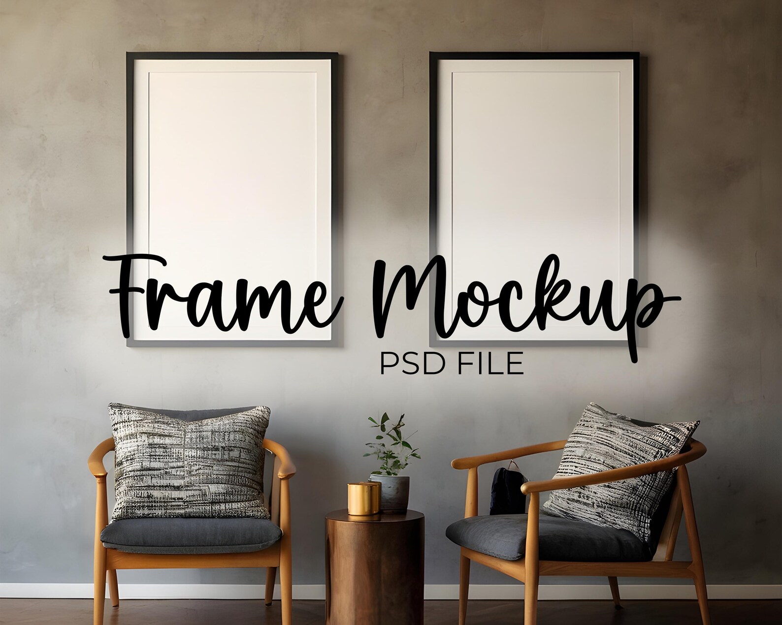 Two Vertical Frame Mockup, Mockup Scene, Black Frame, Digital Frame ...