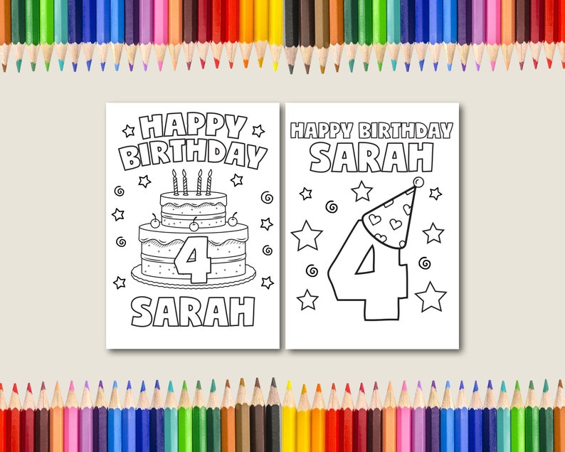 Personalized Birthday Coloring Pages: Custom Kids Party Activity ...