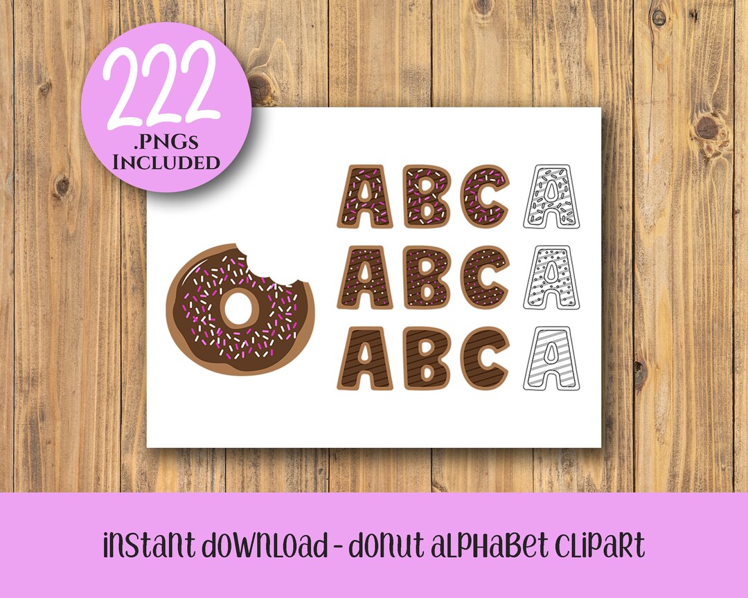 Donut Alphabet Clip Art Set: Instant Download With 222 PNG & EPS Files ...