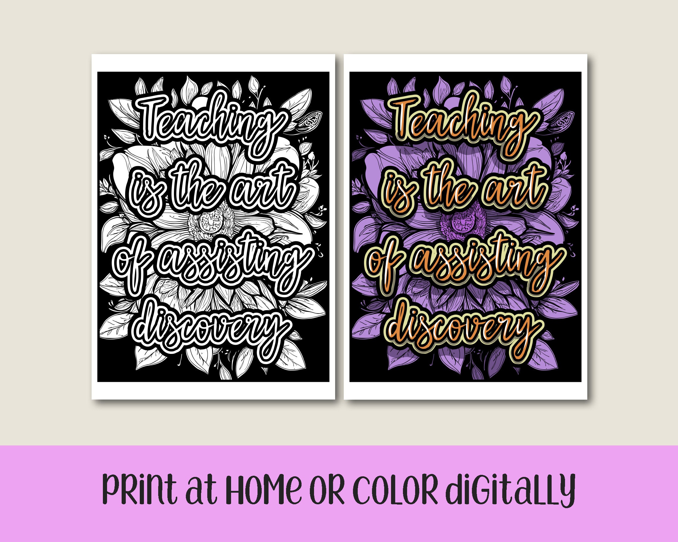 45 Teacher Quotes Coloring Pages Bundle Printable PDF & PNG Digital ...