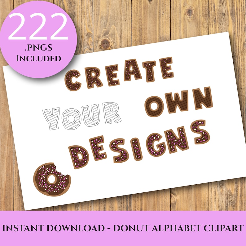 Donut Alphabet Clip Art Set: Instant Download With 222 PNG & EPS Files ...