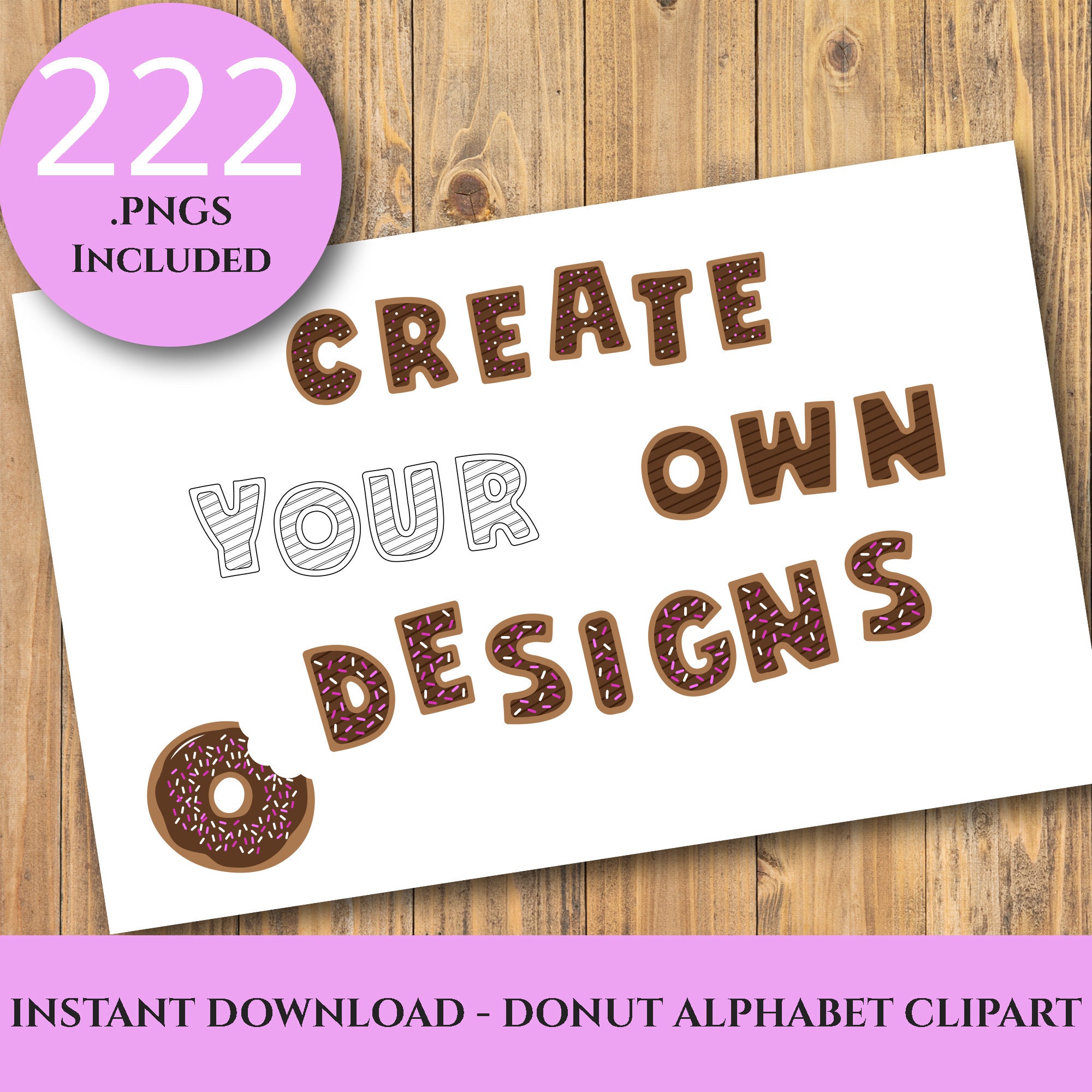 Donut Alphabet Clip Art Set: Instant Download With 222 PNG & EPS Files ...