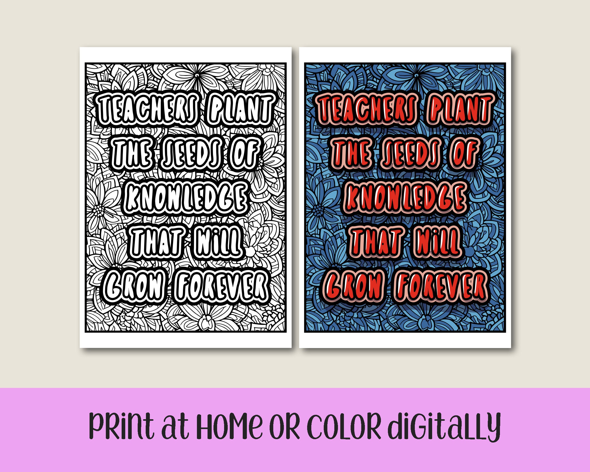 45 Teacher Quotes Coloring Pages Bundle Printable PDF & PNG Digital ...