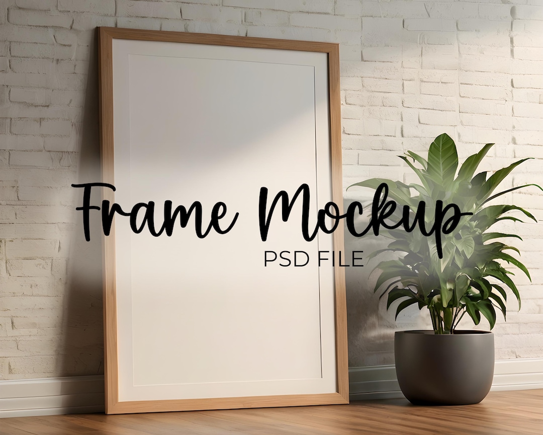 Large Wood Frame Mockup, Modern Mockup Scene, Wooden Frame, Digital ...