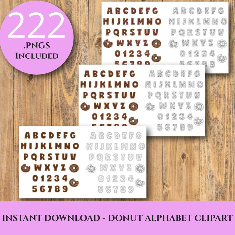 Donut Alphabet Clip Art Set: Instant Download With 222 PNG & EPS Files ...