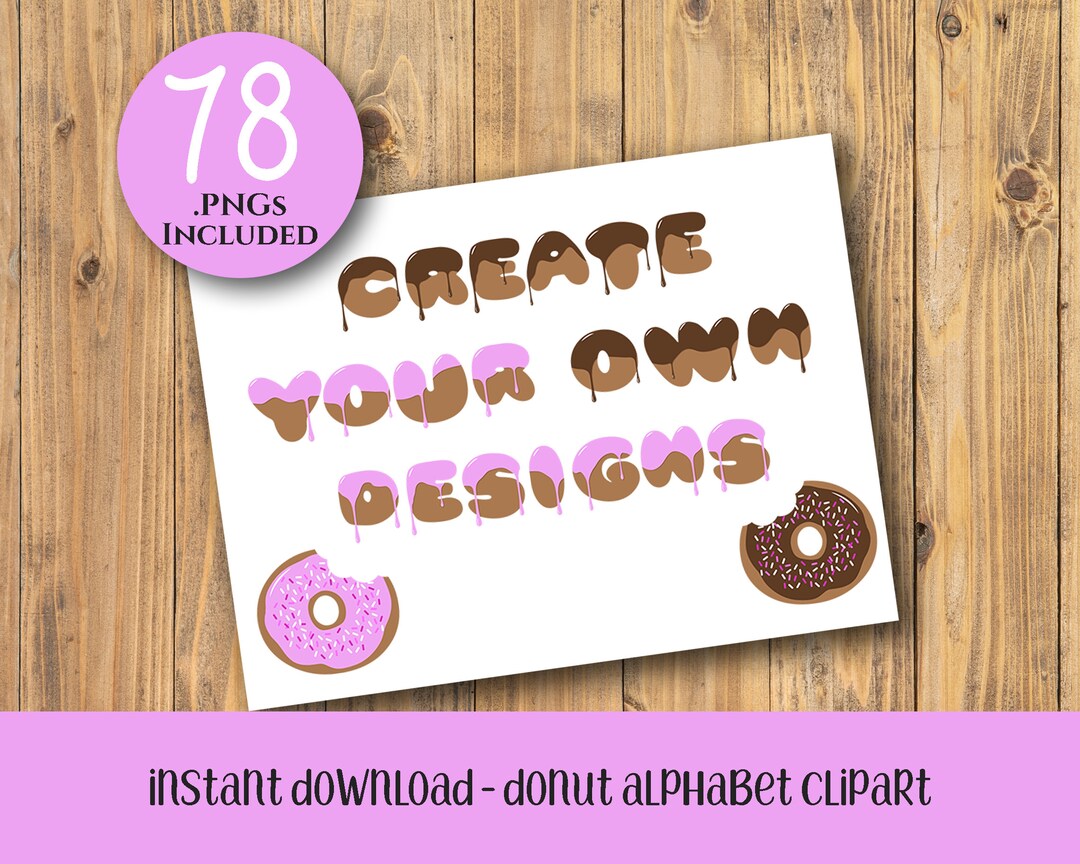 Donut Alphabet Clip Art: Instant Download With 78 PNG & EPS Files - Etsy