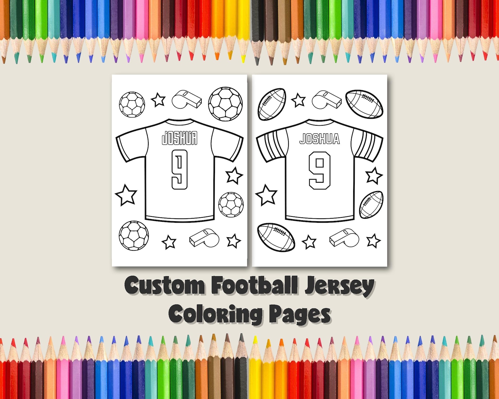 Personalized Sports Jersey Coloring Pages | Custom Football & Soccer ...