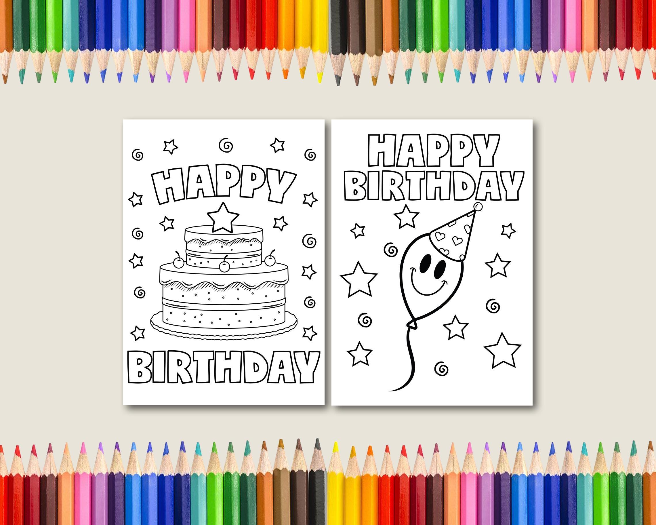 Kids Birthday Coloring Pages | Instant Download Birthday Party Activity ...