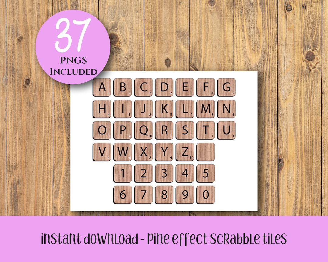 Pine Effect Scrabble Tiles Clipart Set Digital Download A to Z Clip Art ...
