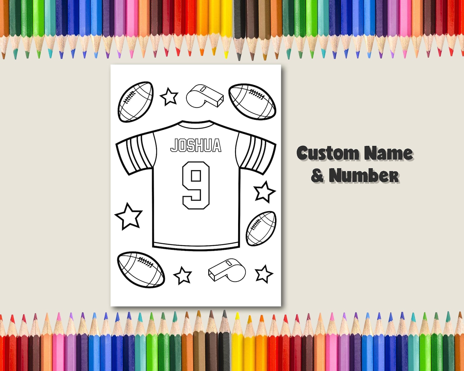 Personalized Sports Jersey Coloring Pages | Custom Football & Soccer ...