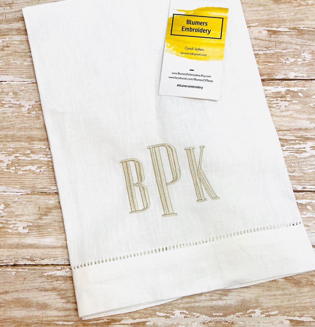 Monogrammed Embroidered Linen Guest Hand Towel Custom Monogram Initials ...