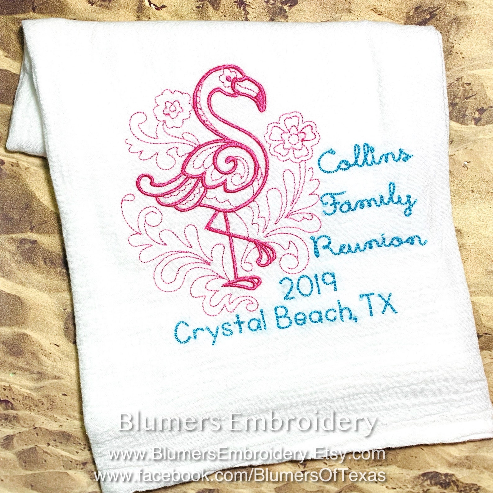 Personalized Flamingo Sea Life Kitchen Dish Cloth Towel Shell - Etsy