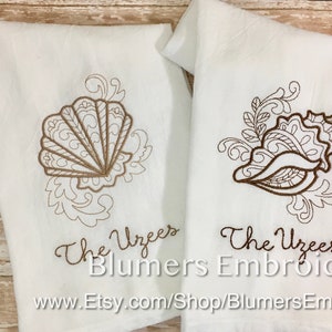 Personalized Flamingo Sea Life Kitchen Dish Cloth Towel; Shell Crab ...