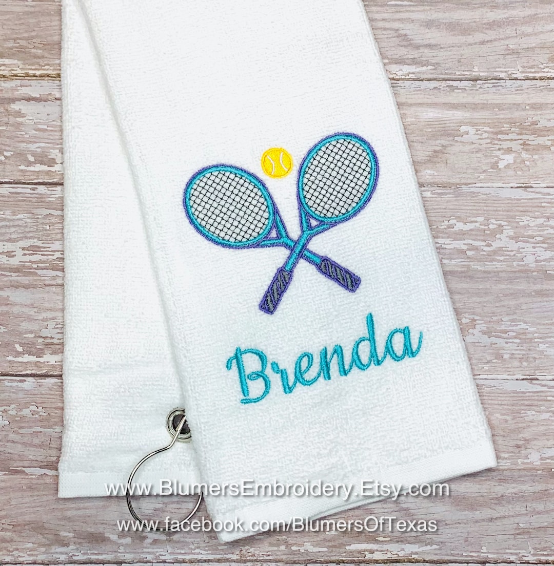 Personalized Embroidered Tennis Towel W/ Clip Monogrammed Tennis Towel ...