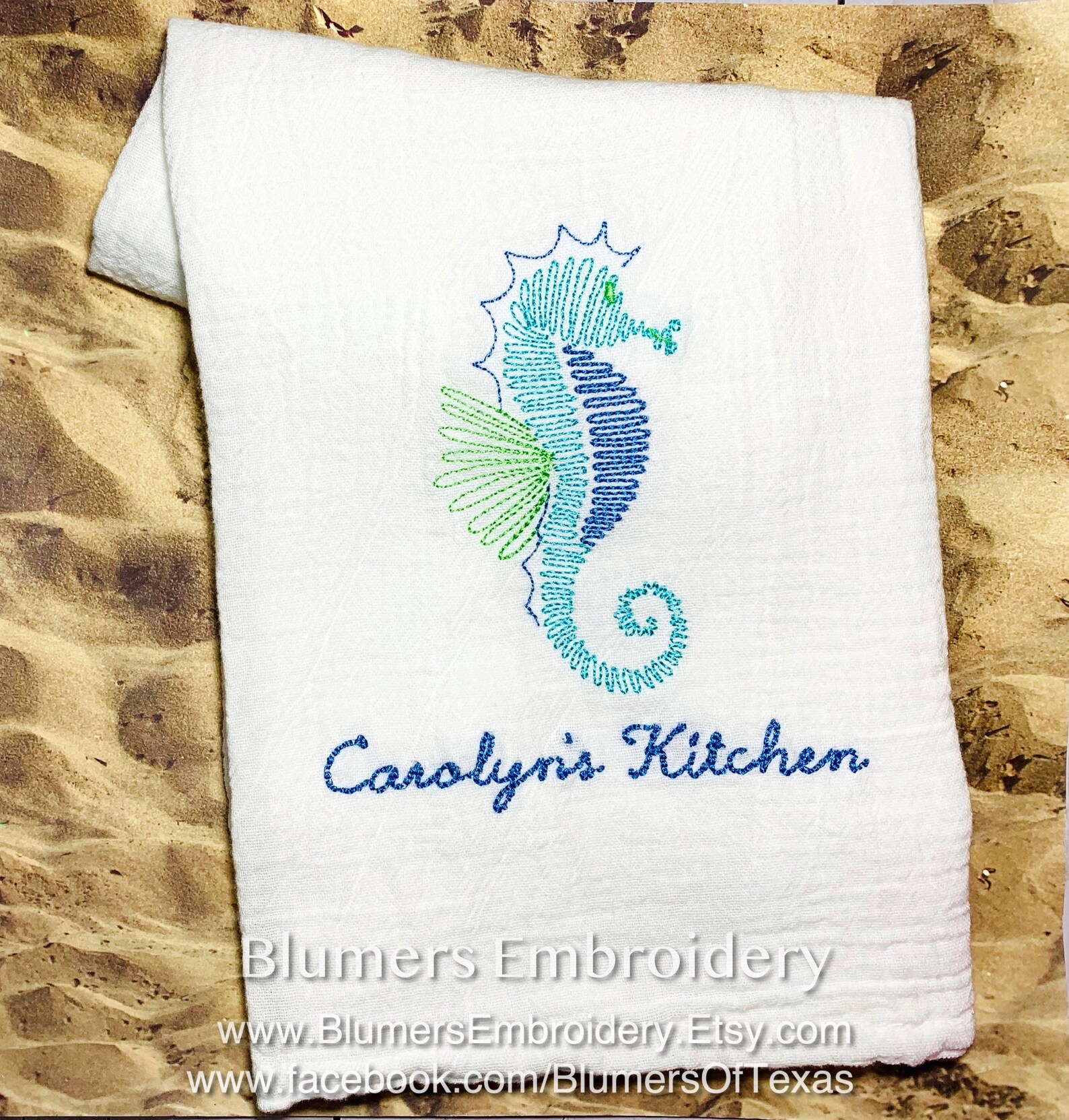 Monogrammed Sea Life Kitchen Dish Cloth Towel / Whale Fish | Etsy