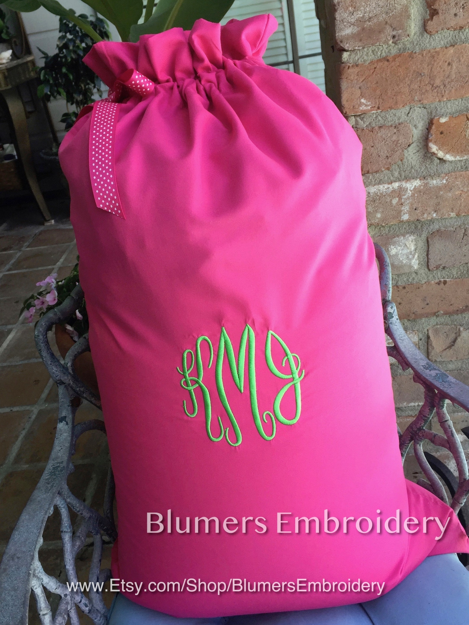 Monogrammed Laundry Bag Personalized Monogram or Name on White Laundry ...