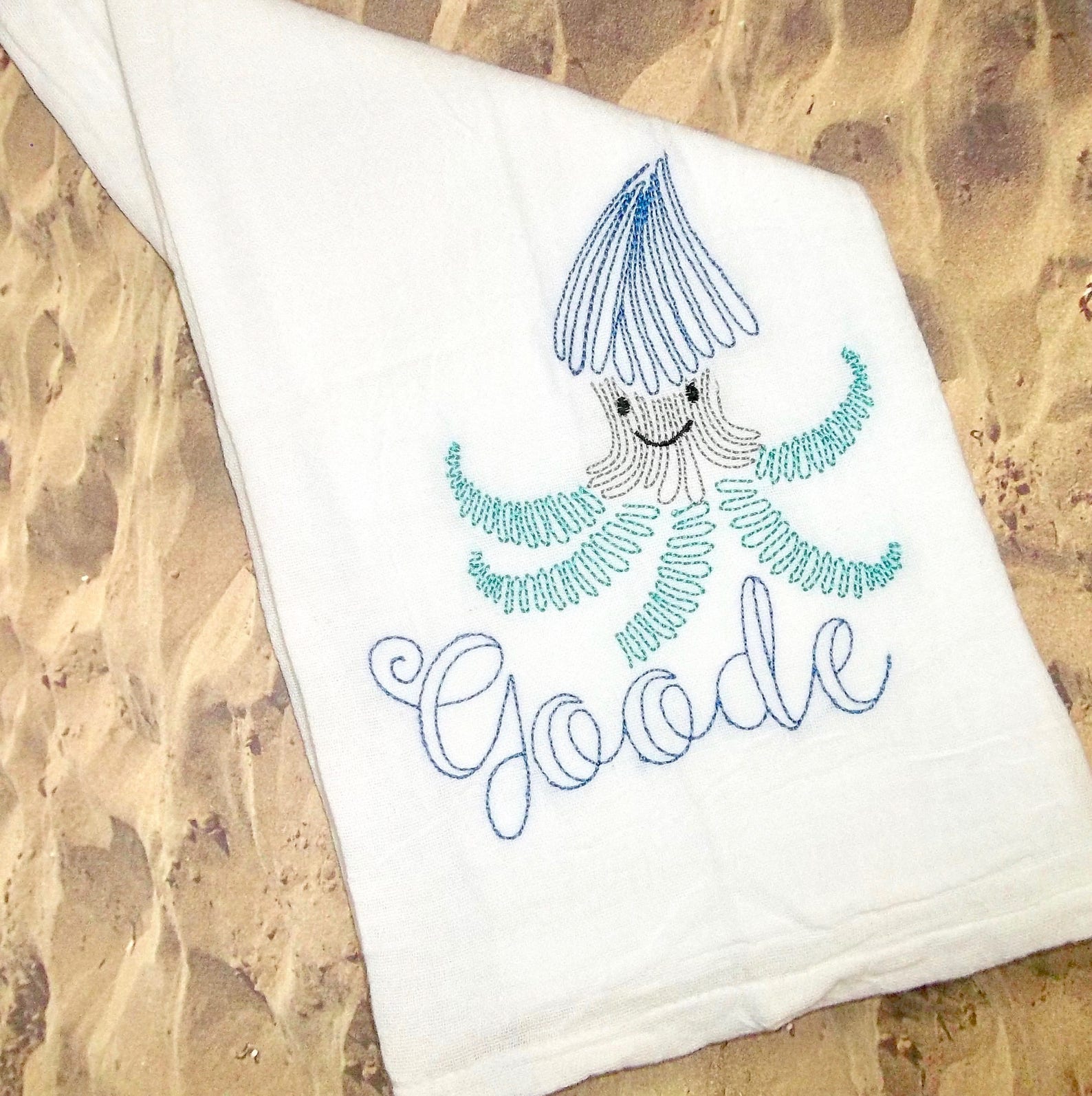 Monogrammed Sea Life Kitchen Dish Cloth Towel / Whale Fish - Etsy