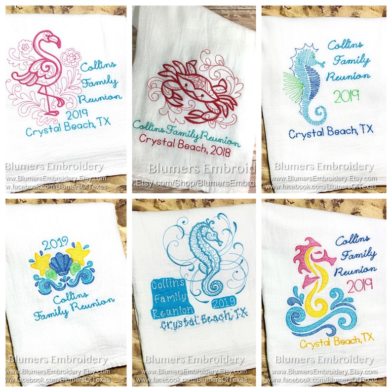 Personalized Flamingo Sea Life Kitchen Dish Cloth Towel Shell - Etsy