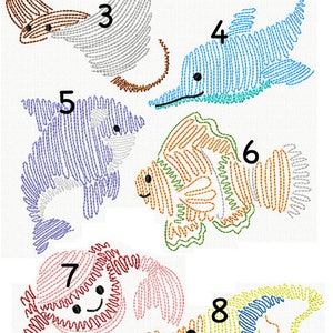 Monogrammed Sea Life Kitchen Dish Cloth Towel / Whale Fish Squid Beach ...