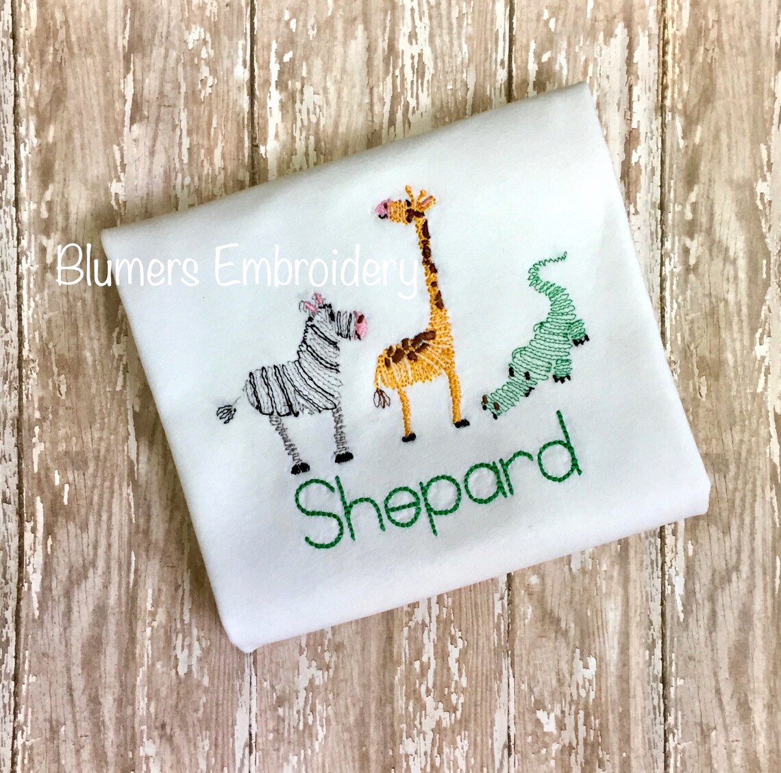 Jungle Zoo Animals Monogrammed Embroidered Bodysuit/t | Etsy