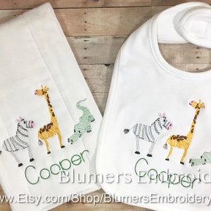 Jungle Zoo Animals Monogrammed Embroidered Bodysuit/t Shirt/burp Cloth ...