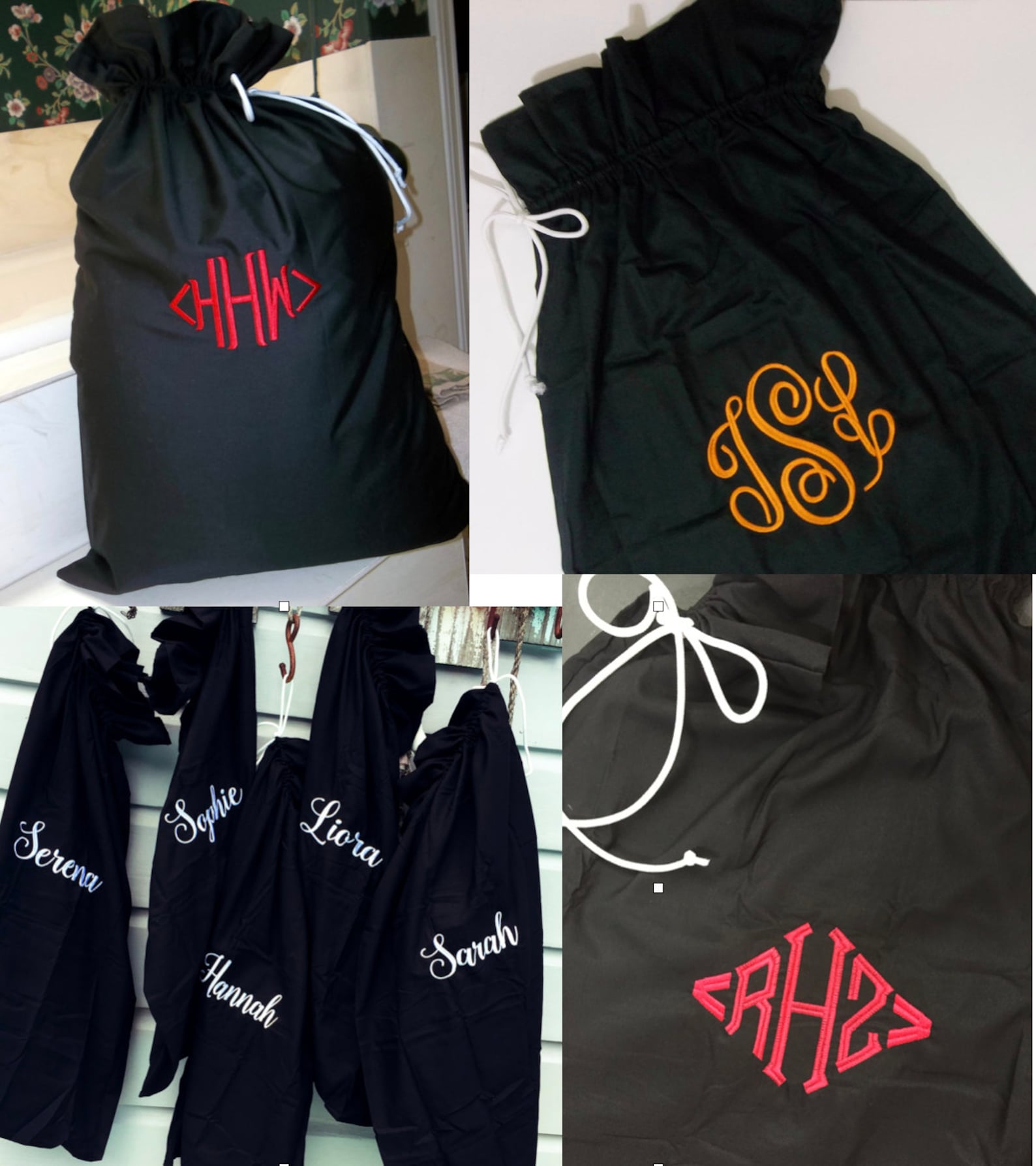 Monogrammed Laundry Bag Personalized Monogram or Name on White Laundry ...